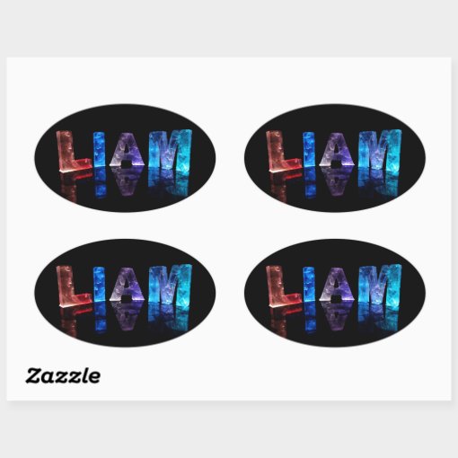 The Name Liam in 3D Lights (Photograph) Oval Sticker | Zazzle