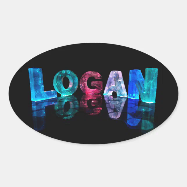The Name Logan in 3D Lights (Photograph) Oval Sticker | Zazzle
