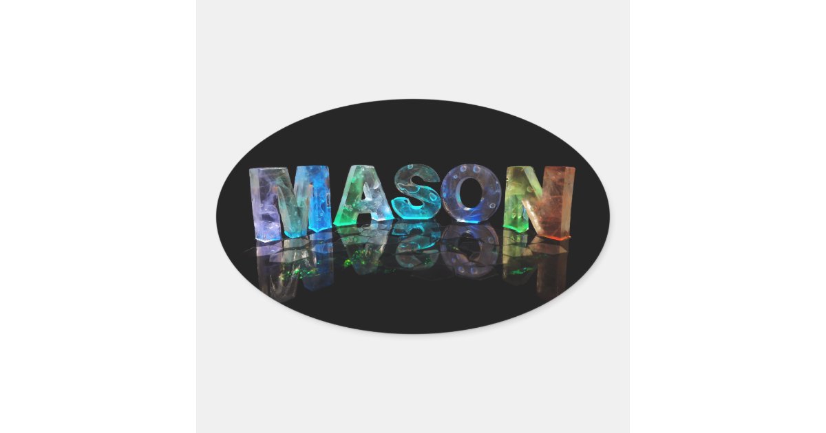 The Name Mason in 3D Lights (Photograph) Oval Sticker | Zazzle.com