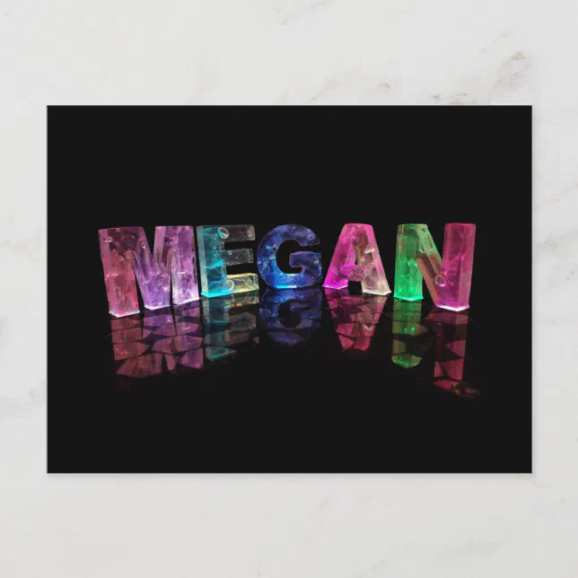 The Name Megan in 3D Lights (Photograph) Postcard | Zazzle