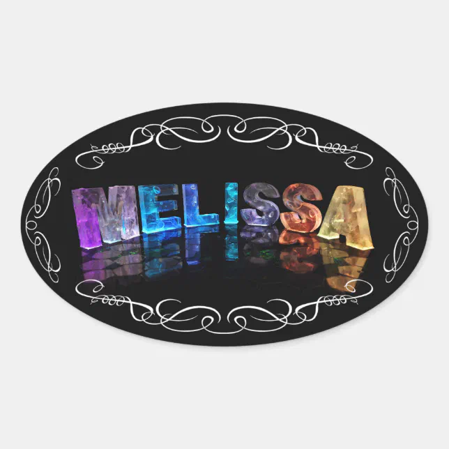 The Name Melissa in 3D Lights (Photograph) Oval Sticker | Zazzle
