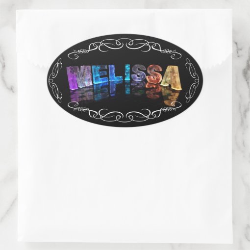 The Name Melissa in 3D Lights (Photograph) Oval Sticker | Zazzle