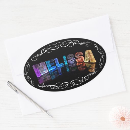 The Name Melissa in 3D Lights (Photograph) Oval Sticker | Zazzle