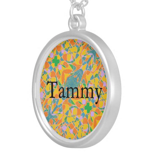 The name Tammy print ,abstract art background Silver Plated Necklace ...