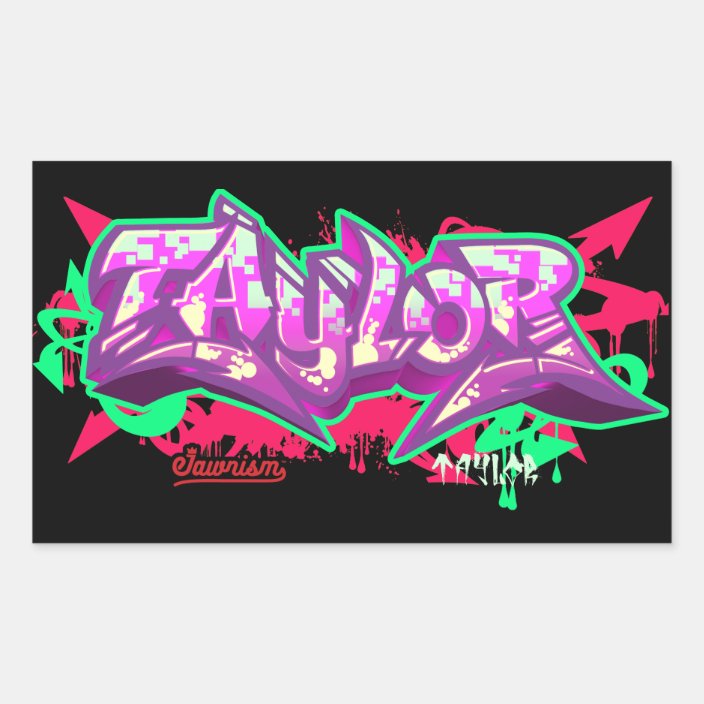 The name Taylor in graffiti-Rectangle Stickers | Zazzle
