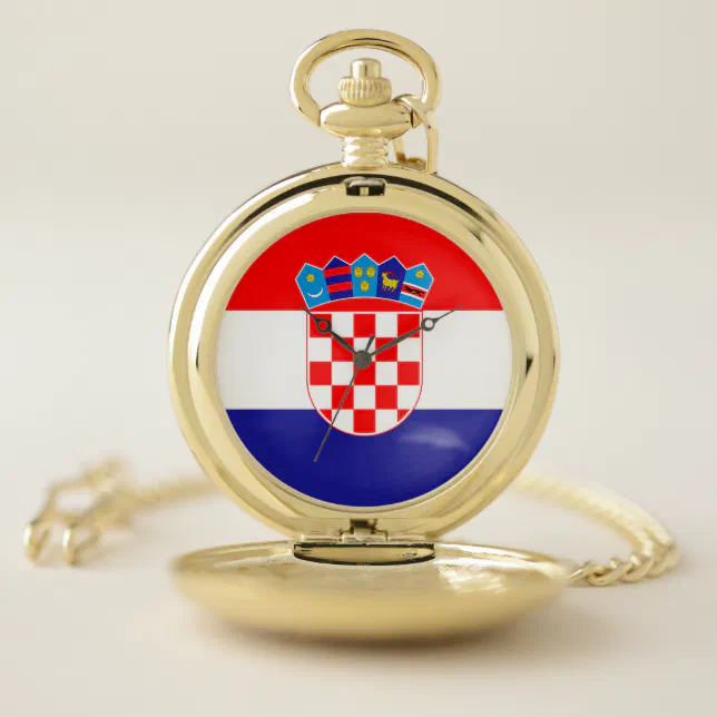 The National flag of Croatia Zastava Hrvatske Pocket Watch | Zazzle