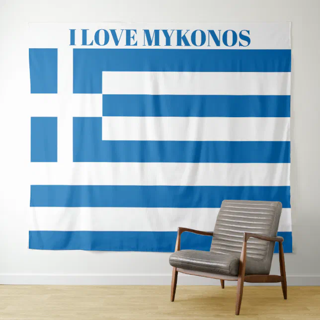 The National Flag of Greece Mykonos extra large Tapestry | Zazzle