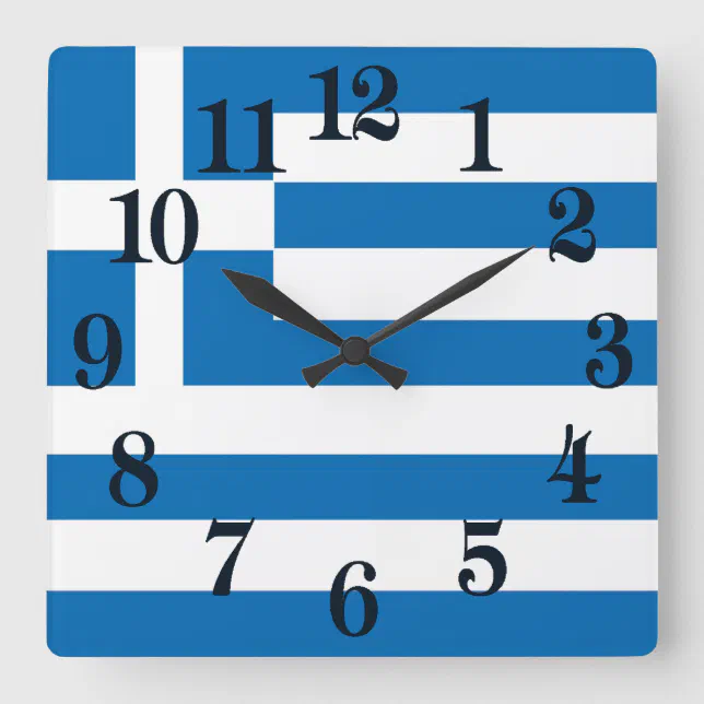 The National flag of Greece Square Wall Clock | Zazzle
