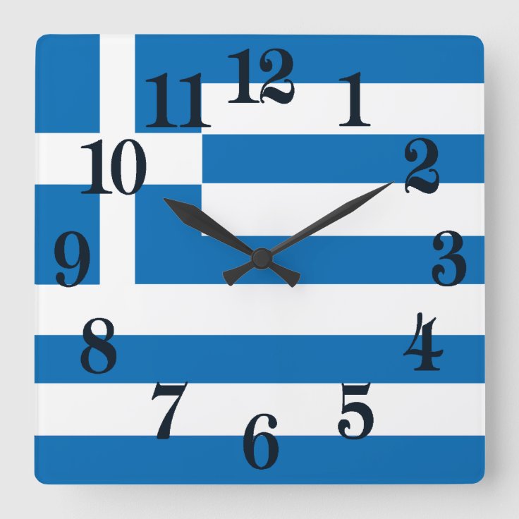 The National flag of Greece Square Wall Clock | Zazzle