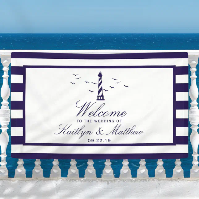 The Nautical Lighthouse Wedding Collection Welcome Banner | Zazzle