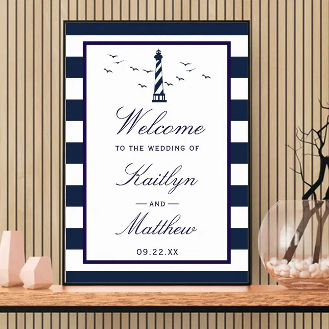 The Nautical Lighthouse Wedding Collection Welcome Poster | Zazzle