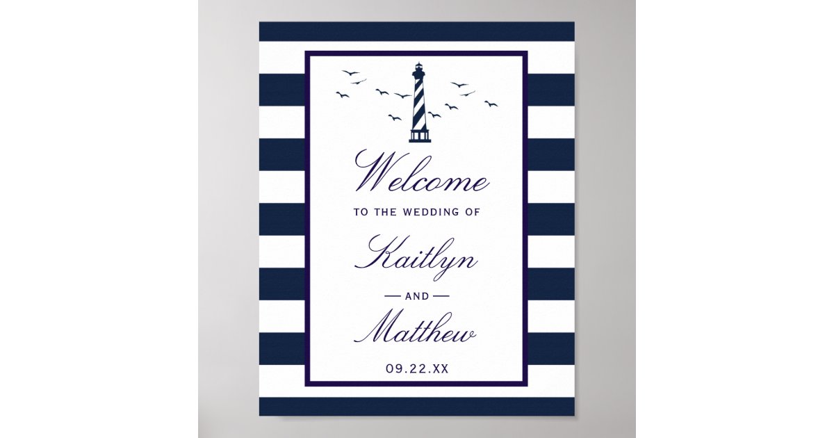 The Nautical Lighthouse Wedding Collection Welcome Poster | Zazzle