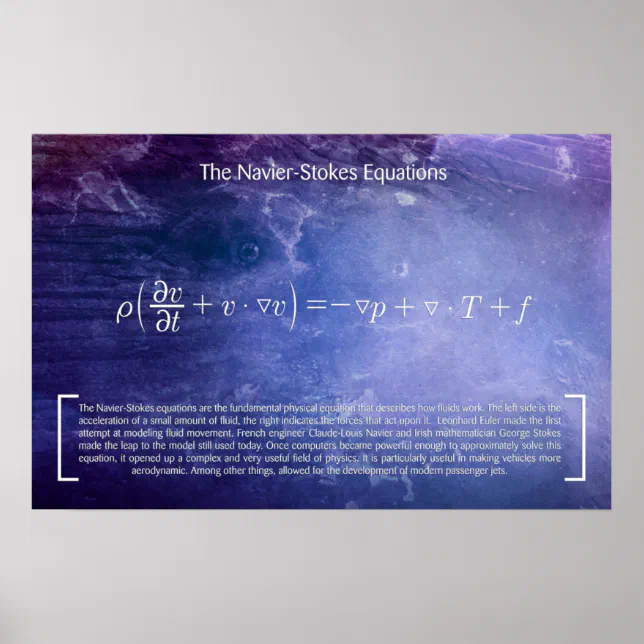 The Navier-Stokes Equations - Math Poster | Zazzle