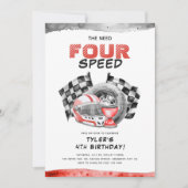 The need FOUR speed Little Racer 4th Birthday Invitation | Zazzle