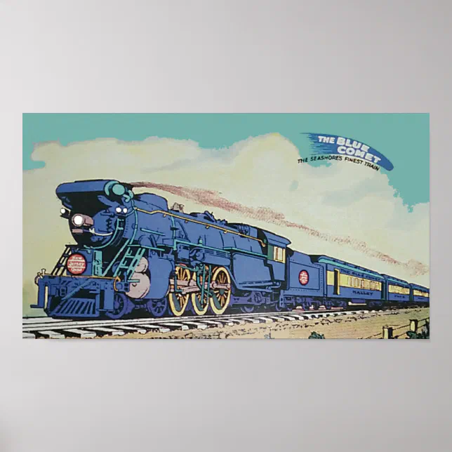 The New Jersey Central Blue Comet Train Poster | Zazzle