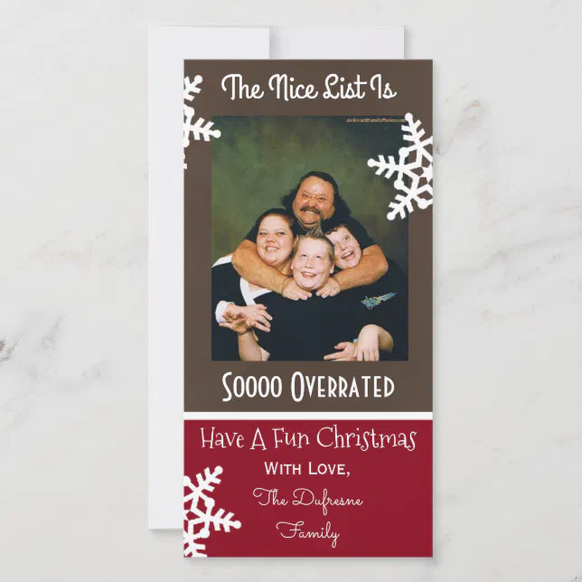 "The Nice List Is So Overrated" Christmas Holiday Card | Zazzle