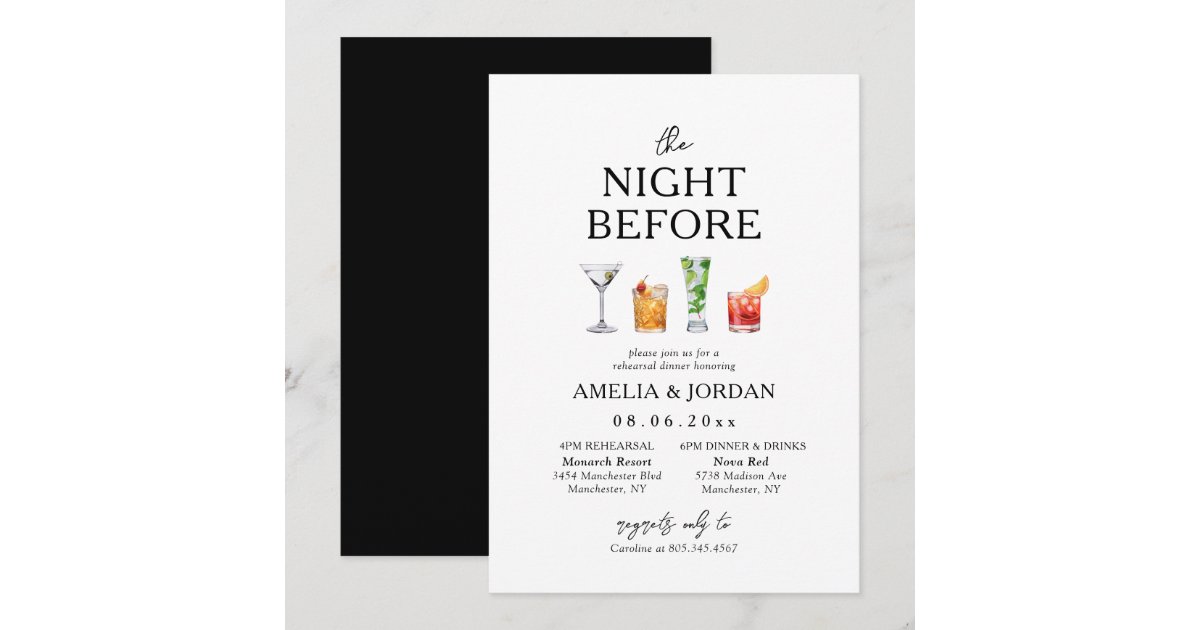 The Night Before Dinner Rehearsal & Drinks Invitat Invitation | Zazzle