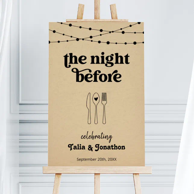 The Night Before Hand Drawn Rehearsal Dinner Sign | Zazzle