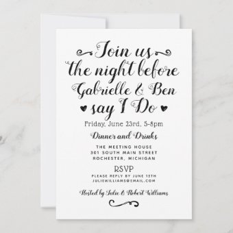 The Night Before Rustic Script Rehearsal Dinner Invitation | Zazzle