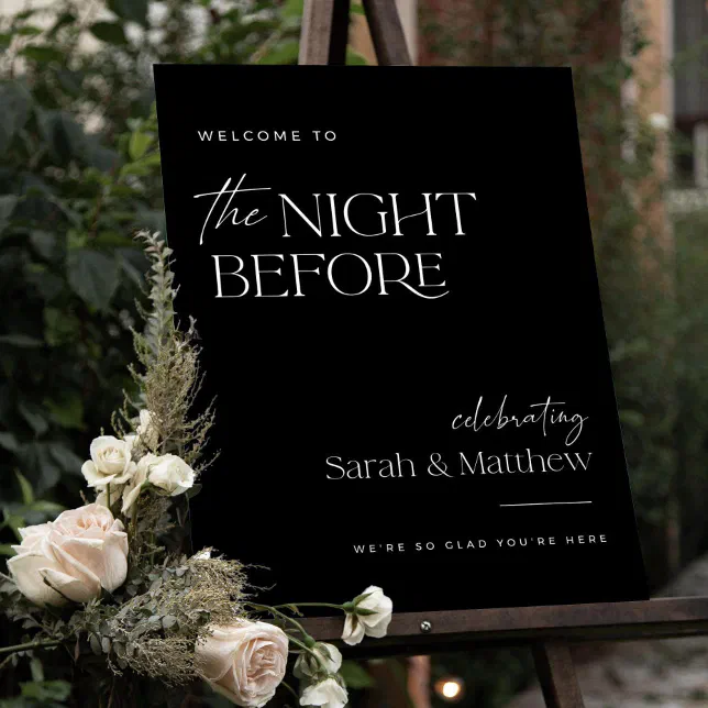 The Night Before Welcome Sign Template Black Edita | Zazzle