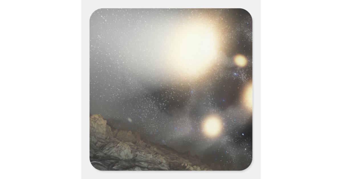 The night sky as seen from a hypothetical plane square sticker | Zazzle