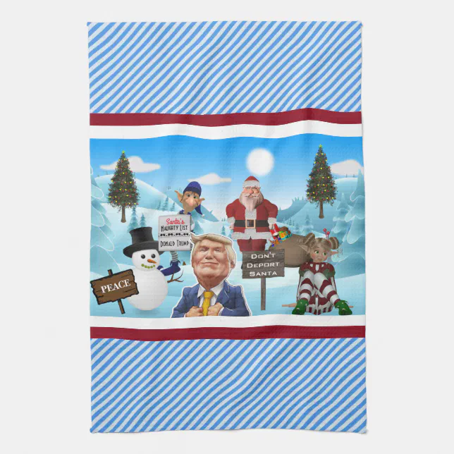 The North Pole Protests Trump Kitchen Towel | Zazzle