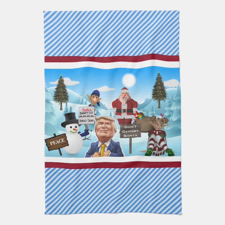 The North Pole Protests Trump Kitchen Towel | Zazzle