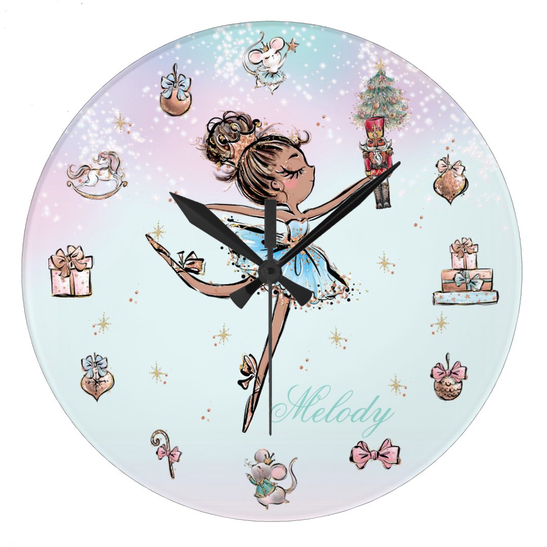 The Nutcracker Dark Skin Dance Ballet Christmas Large Clock | Zazzle