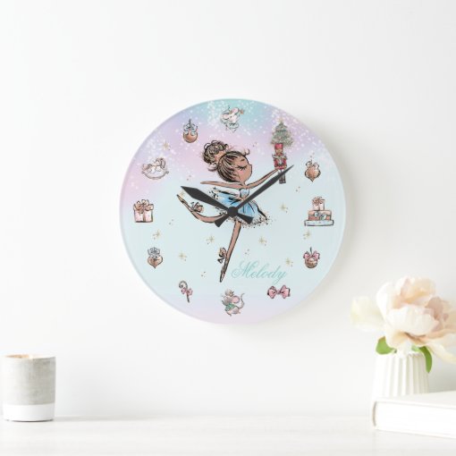 The Nutcracker Dark Skin Dance Ballet Christmas Large Clock | Zazzle