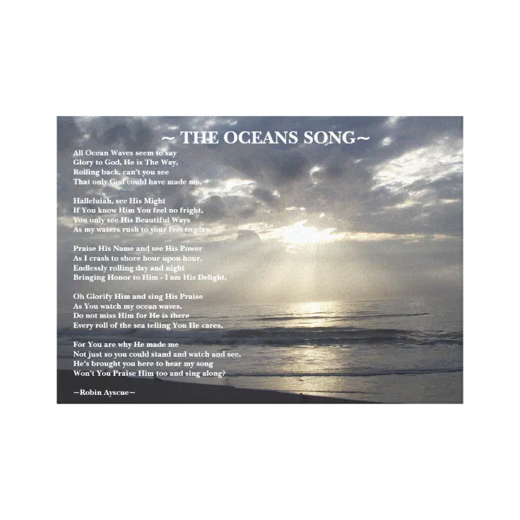 THE OCEANS SONG POEM CANVAS PRINT | Zazzle