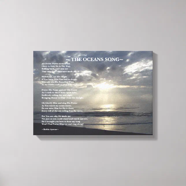 THE OCEANS SONG POEM CANVAS PRINT | Zazzle