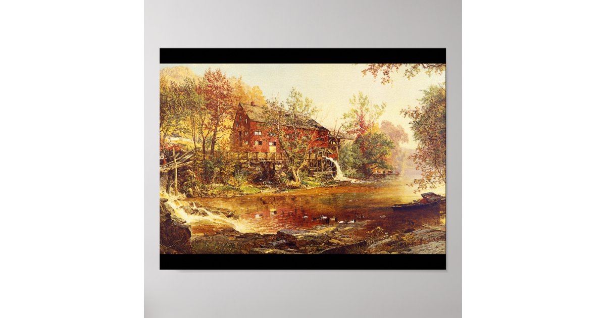 The Old Red Mill', Jasper F. Cropsey_Landscapes Poster | Zazzle