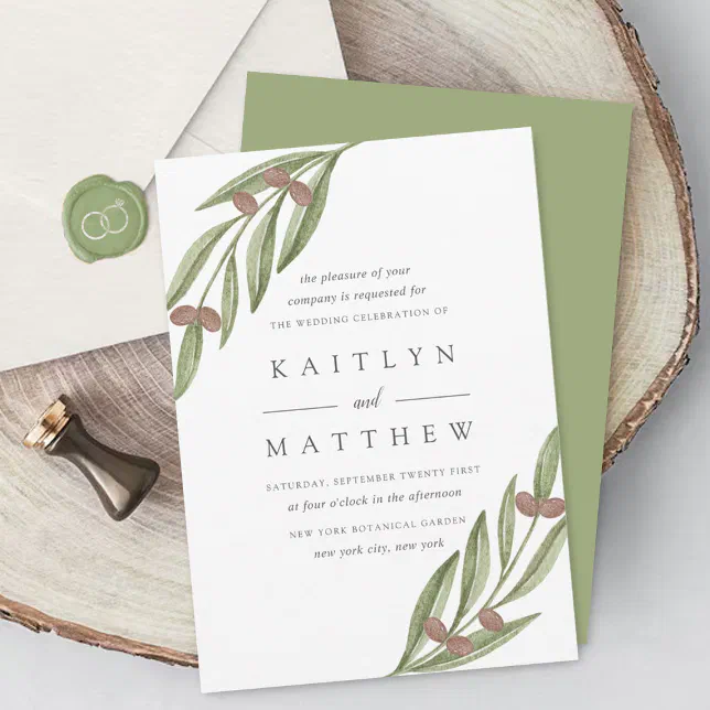 The Olive Branch Wedding Collection Invitation | Zazzle