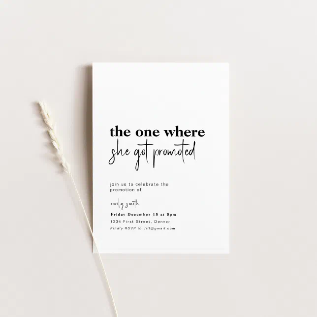 The One Where She Got Promoted Invitation | Zazzle