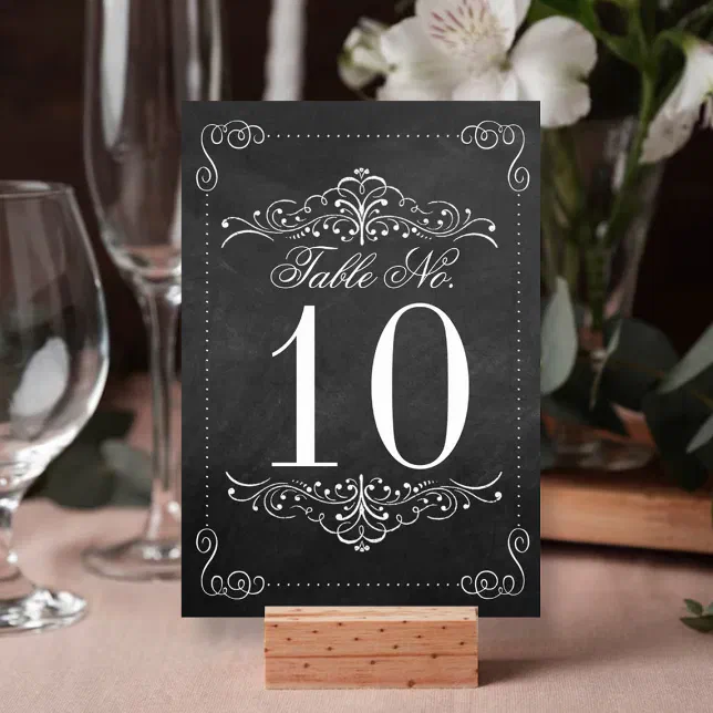 The Ornate Chalkboard Wedding Collection Table Number | Zazzle