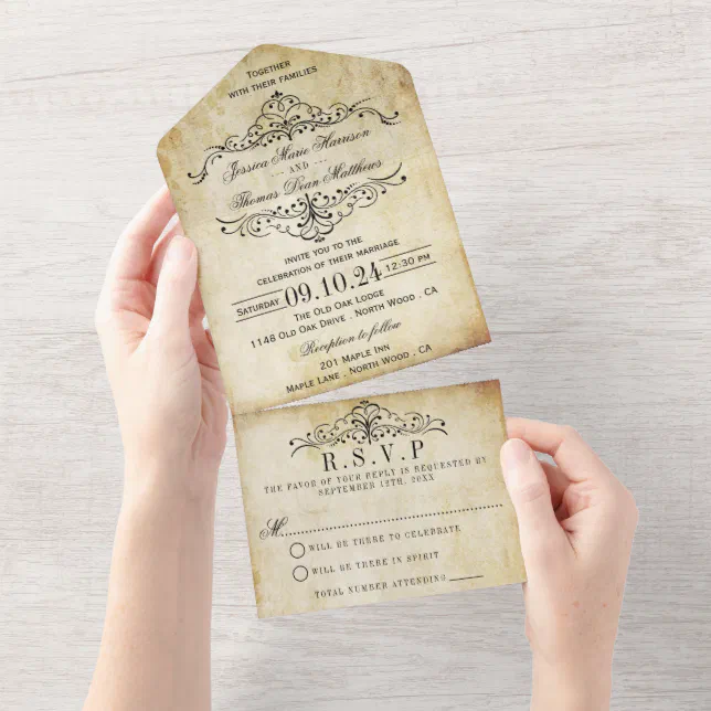The Ornate Flourish Vintage Wedding Collection All In One Invitation ...