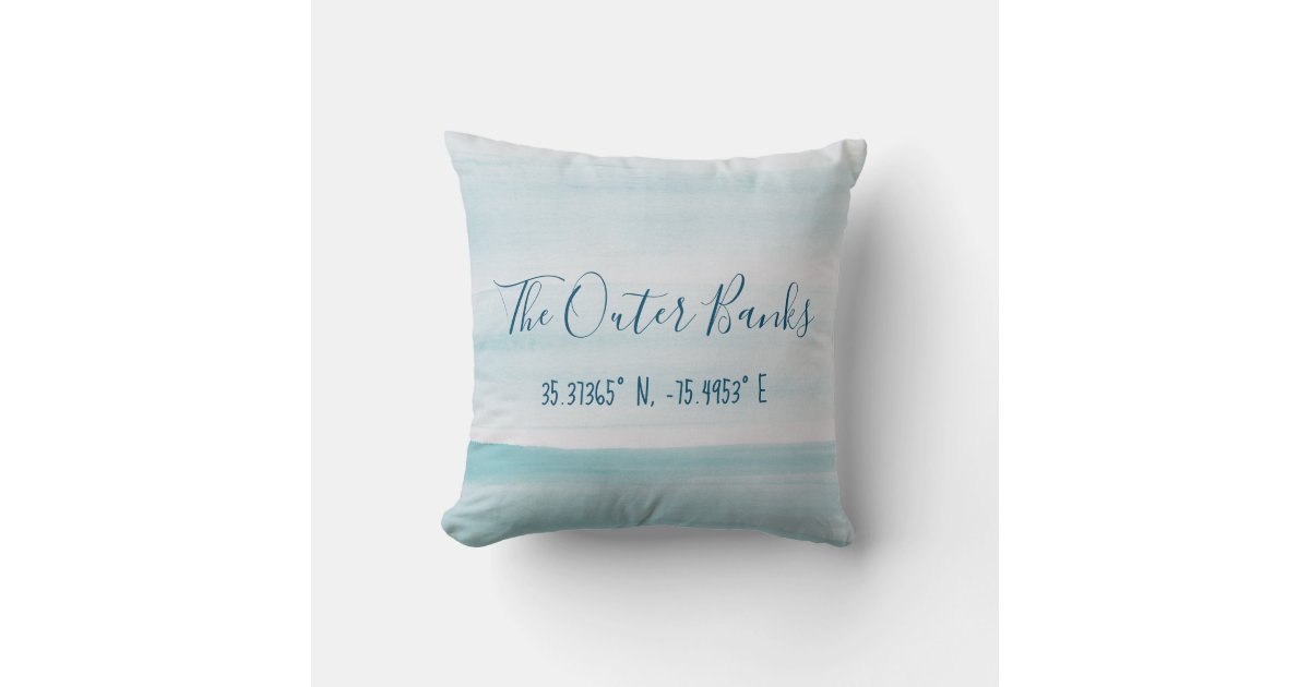 The Outer Banks Latitude and Longitude Throw Pillow | Zazzle