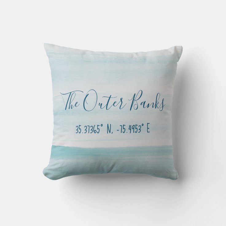 The Outer Banks Latitude and Longitude Throw Pillow | Zazzle