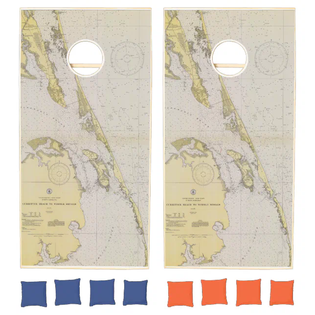 The Outer Banks of North Carolina Nautical Chart Cornhole Set | Zazzle