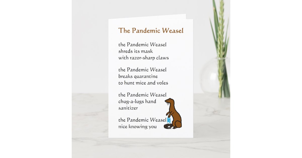The Pandemic Weasel A Funny Thinking Of You Poem Thank You Card | Zazzle
