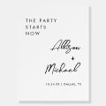 The Party Starts Now Modern Wedding Reception Sign | Zazzle