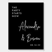 The Party Starts Now Wedding Sign | Black | Zazzle