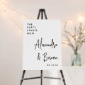 The Party Starts Now Wedding Sign | Black & White | Zazzle