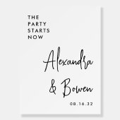 The Party Starts Now Wedding Sign | Black & White | Zazzle