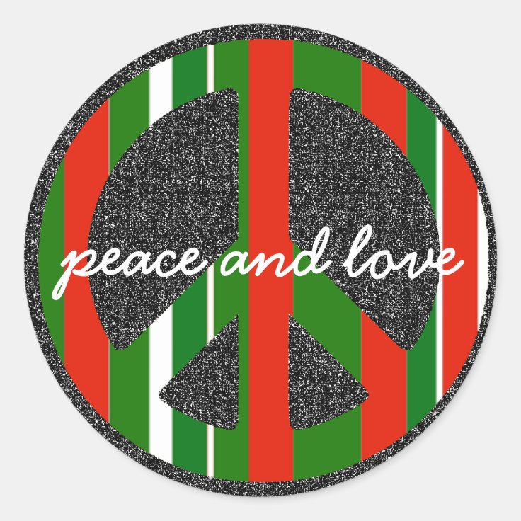 the peace & love symbol classic round sticker | Zazzle
