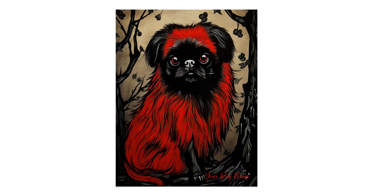 The Pekingese Dog, Red and Black 001 - Ulises Dall Poster | Zazzle