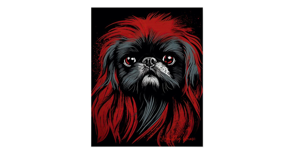 The Pekingese Dog, Red and Black 002 - Ulises Dall Poster | Zazzle