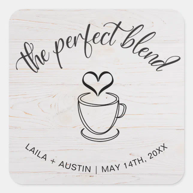 The Perfect Blend Coffee Wedding Favor Sticker | Zazzle
