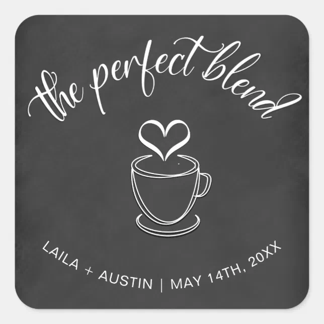 The Perfect Blend Coffee Wedding Favor Sticker | Zazzle