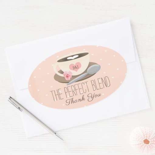 The Perfect Blend Monogram Coffee Cup Oval Sticker | Zazzle